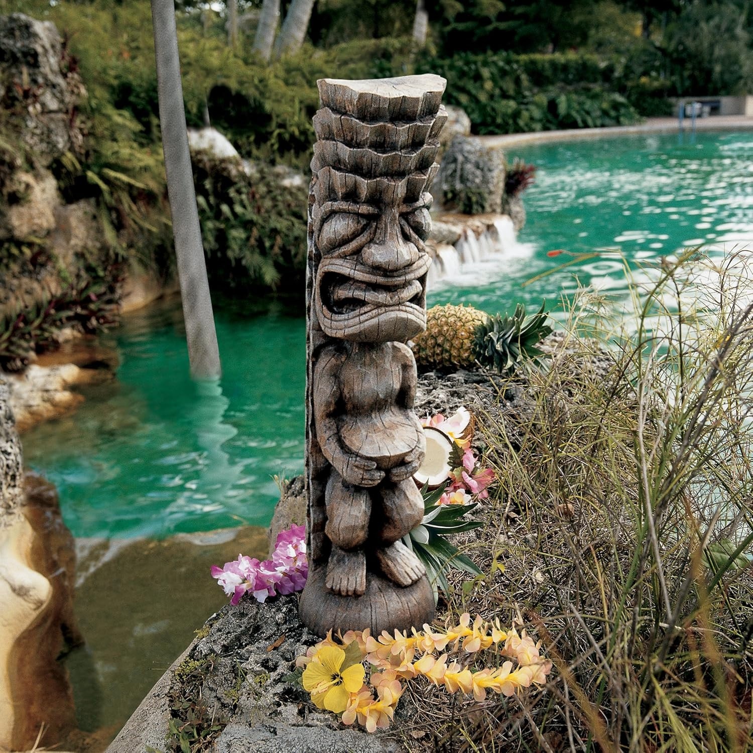 Design Toscano Tiki of the Luau Totem Pole Tropical Decor Indoor ...